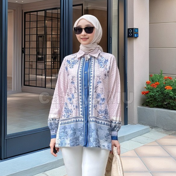 Jual Atasan Wanita Lengan Panjang Soft Rayon Printed Premium/Atasan ...