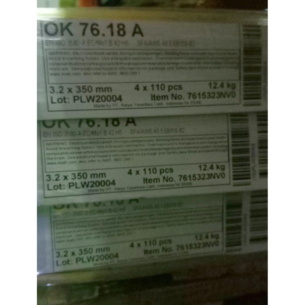 Jual Kawat Las ESAB OK 76.18 A |765253NV0 dia 2,5 x 350mm|packing 12kg ...