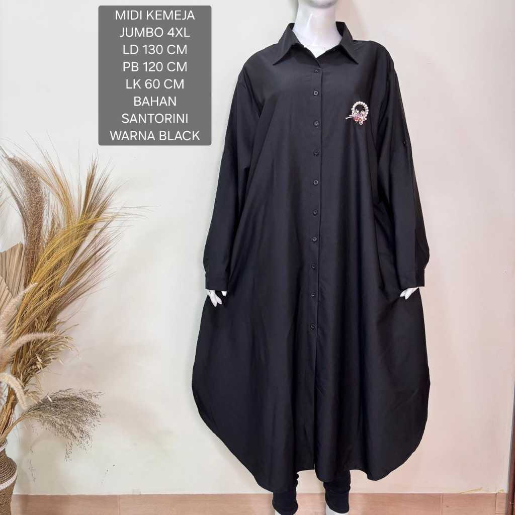 Jual Long Tunik Jumbo Warna Hitam Ld 130 Cm Model Polos Kekinian Dan ...