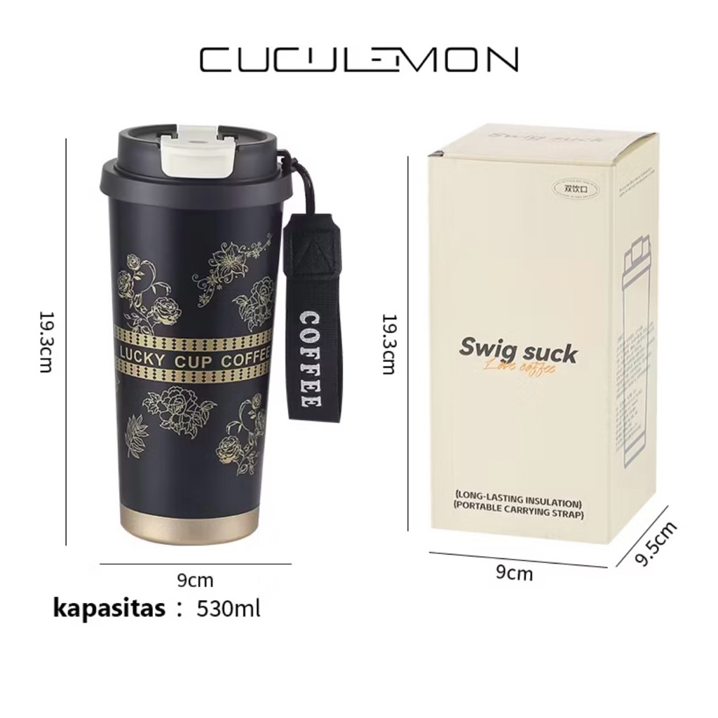 Jual CucuLemon Termos Kopi Tumbler Air Panas 530ml Stainless Steel ...