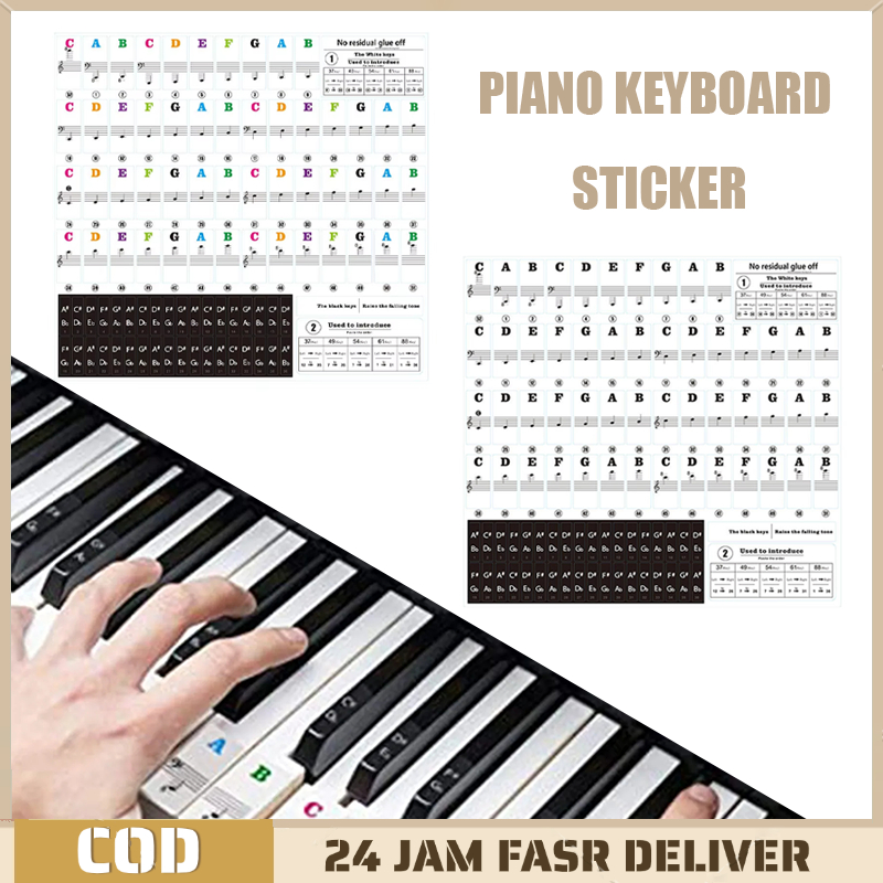 Jual 1set Keyboard Piano Sticker Keyboard Piano Stiker Piano Keyboard ...