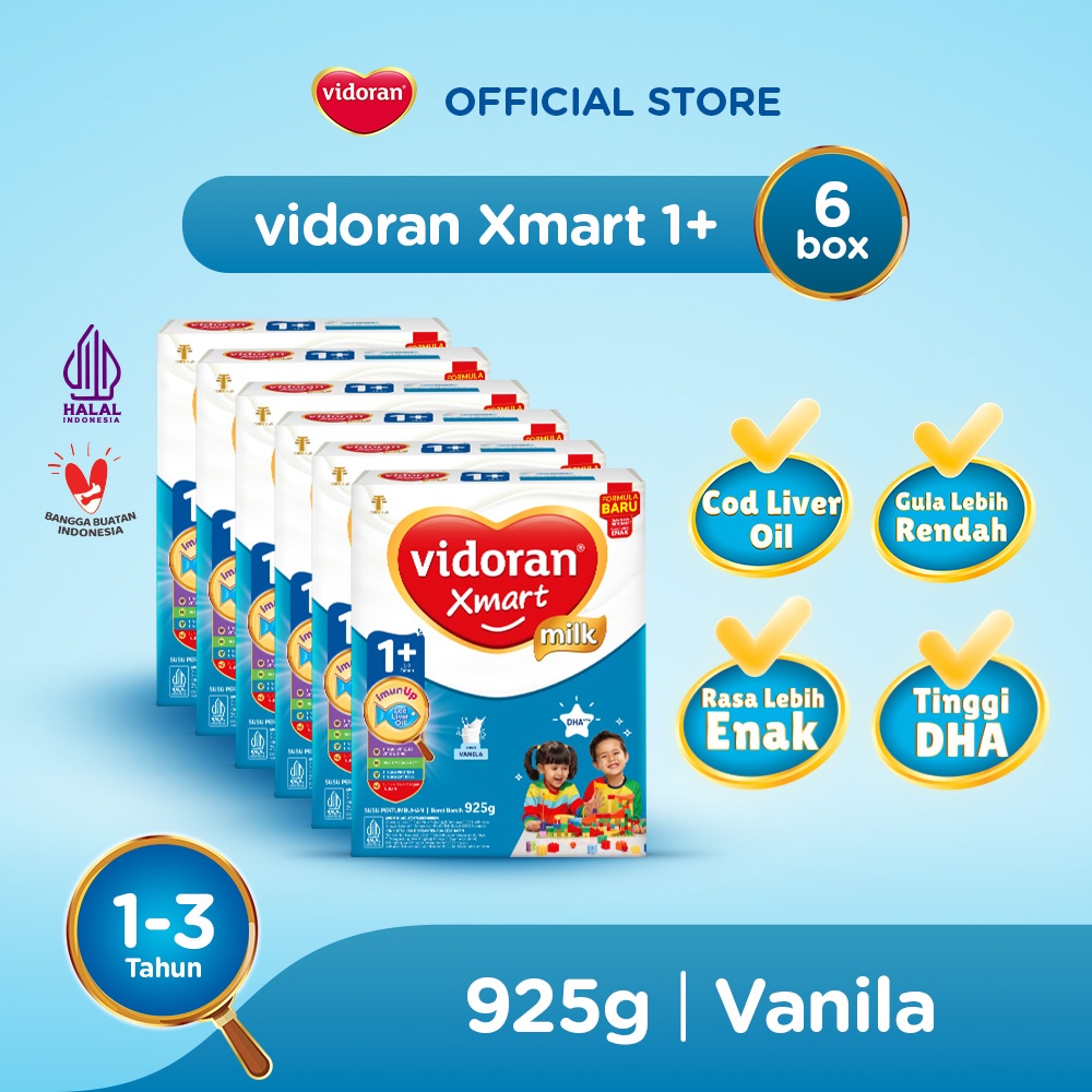 Jual vidoran Xmart 1+ Vanilla 925gr Susu Formula Pertumbuhan Anak 1-3 ...