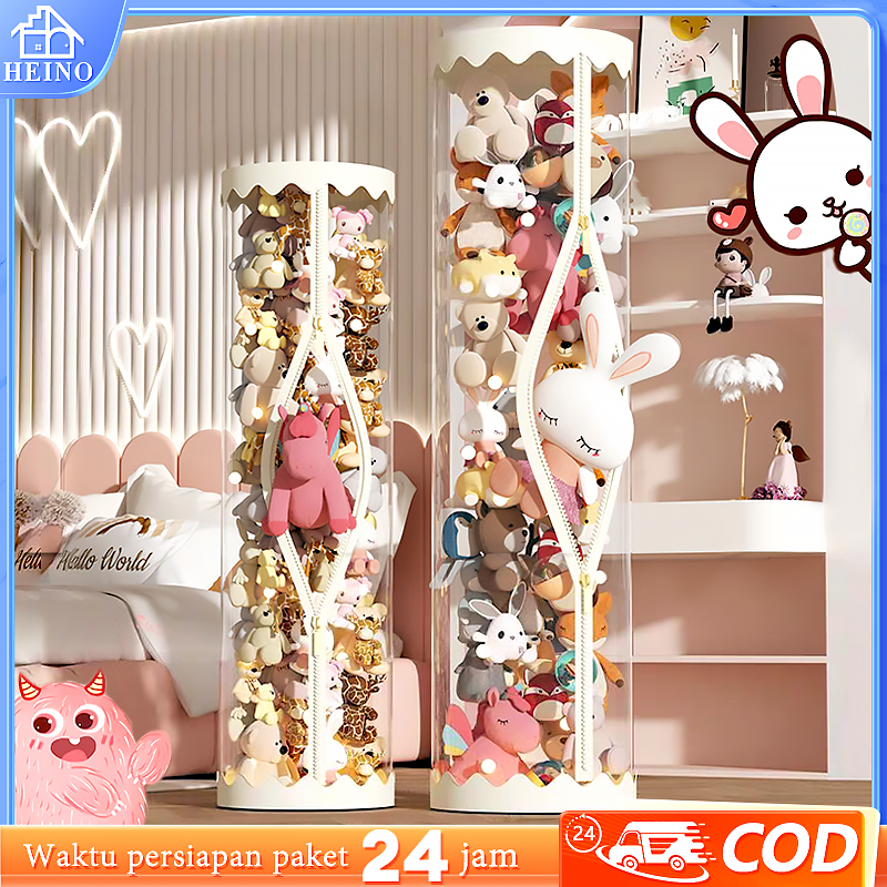 Jual Hadiah Doll Storage Bucket Tahan Debu Ritsleting Transparan Tabung ...