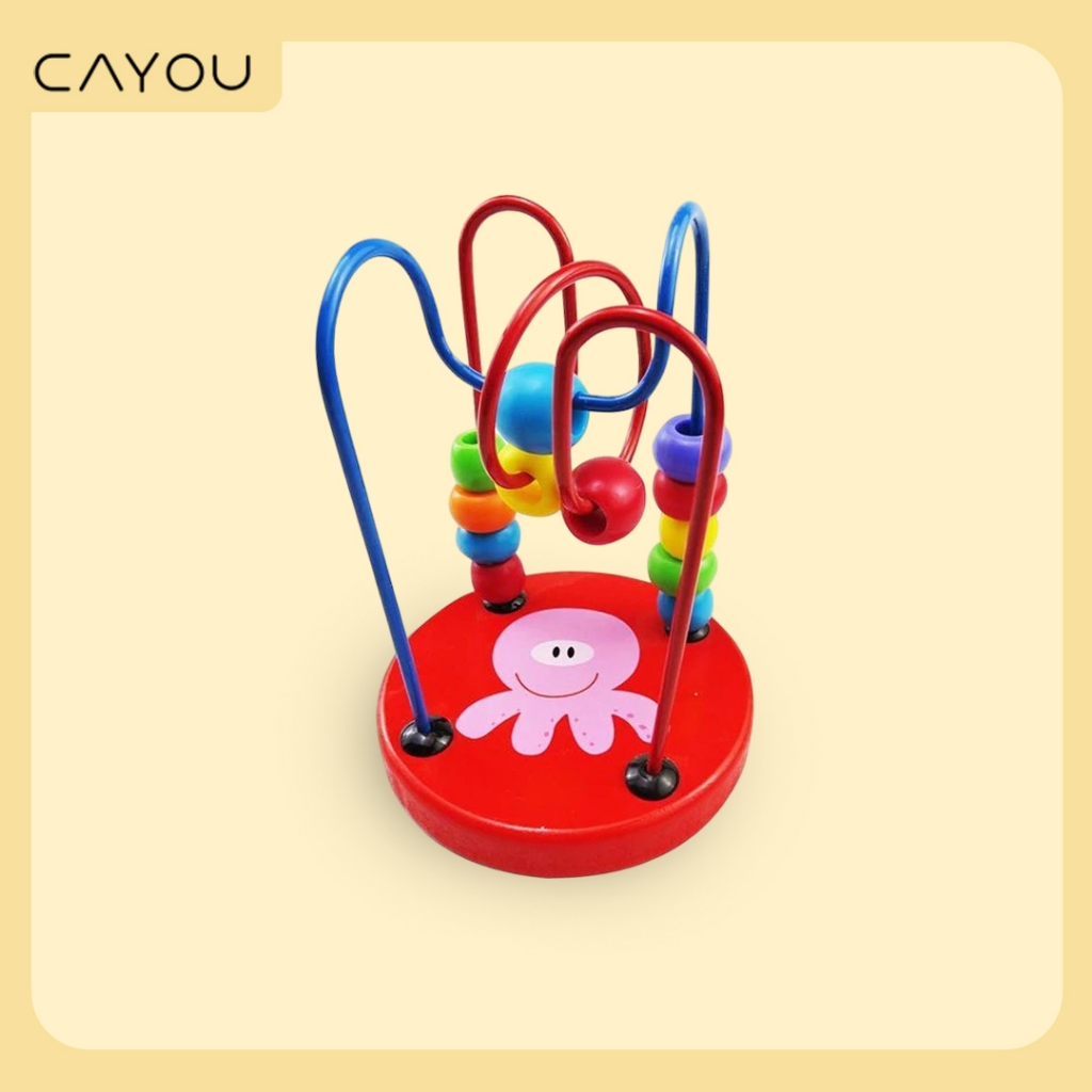 Jual Mainan Kayu Anak Sensorik Alat Hitung Alur Kawat Mini Round Beads ...