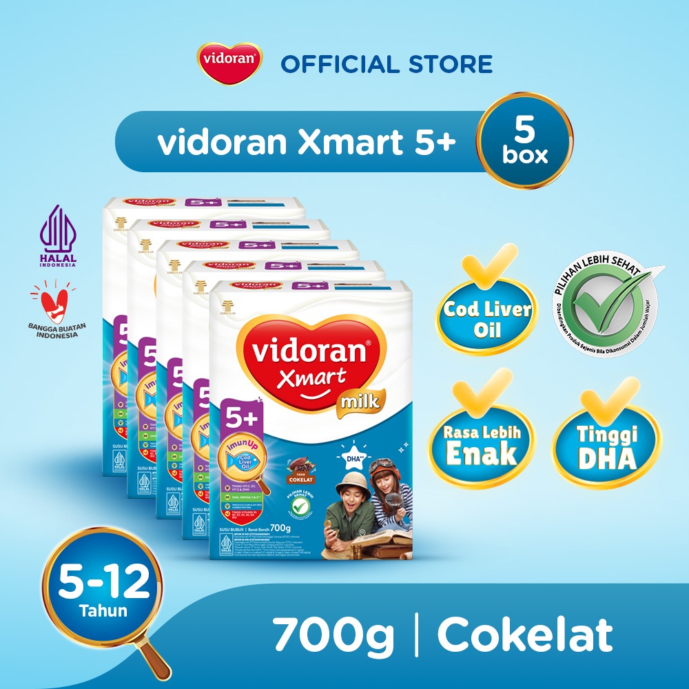 Jual vidoran Xmart 5+ Coklat 700gr Susu Formula Pertumbuhan Anak 5-12 ...