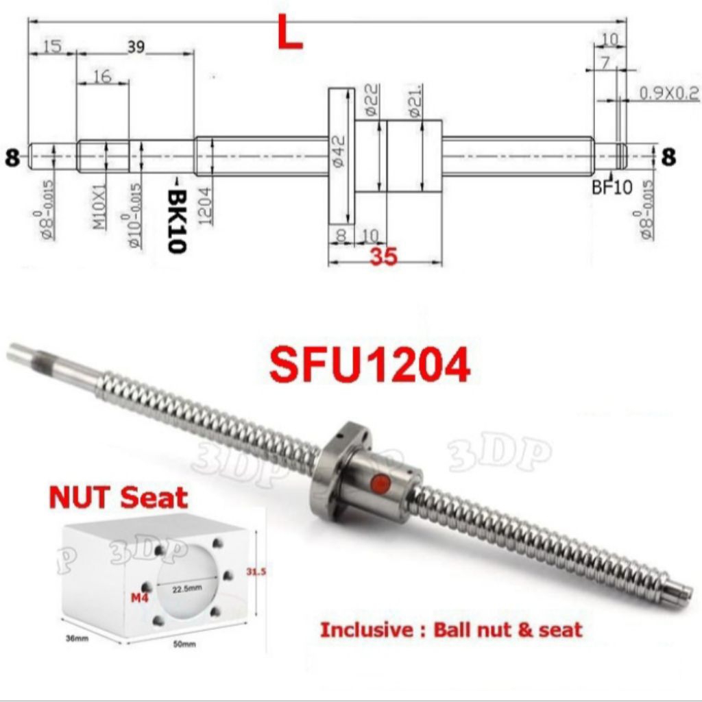 Jual Ballscrew SFU1204+Ball nut&seat(finishing) | Shopee Indonesia