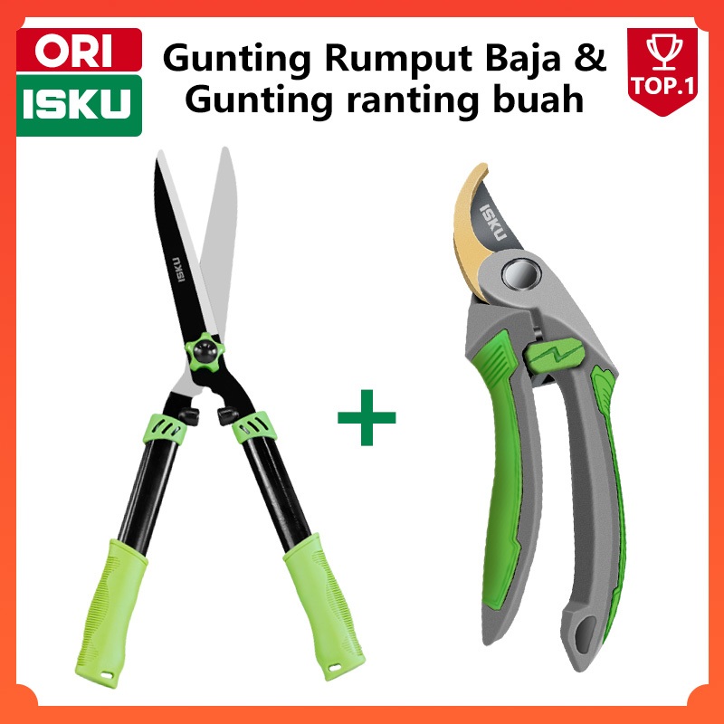 Jual ISKU Gunting Rumput Taman 2PCS Gunting tanaman gunting pangkas daun rumput dahan ranting ...