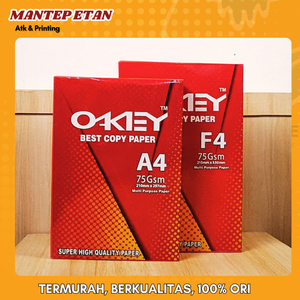 Jual Kertas HVS OKEY A4/F4 75gsm Putih 1 Rim 500 Lembar | Shopee Indonesia