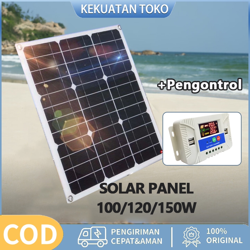 Jual Solar Panel 100W Panel Surya Solar Charge Controller LED Display ...