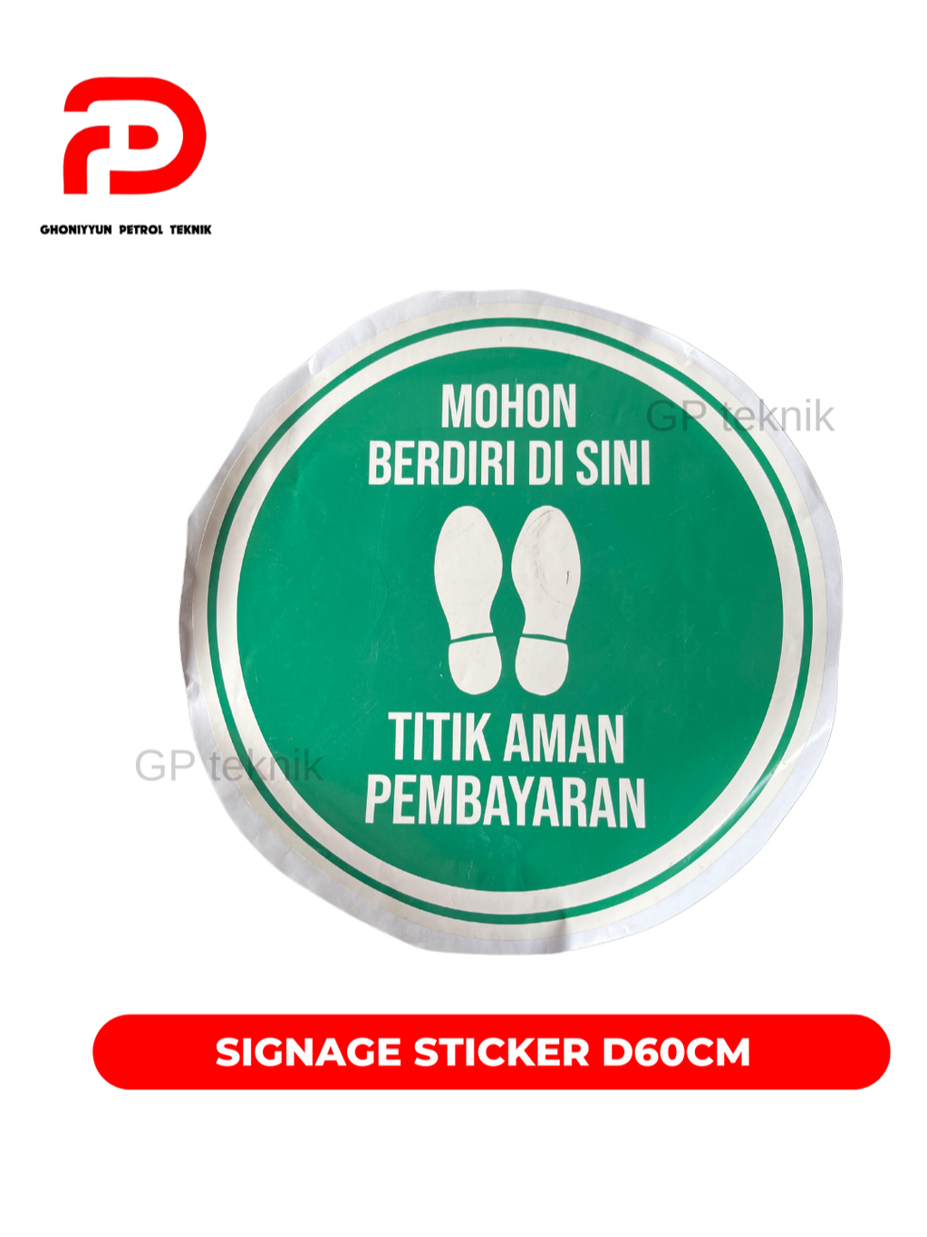 Jual Sticker Mohon Berdiri disini Titik Aman pembayaran SPBU Diameter ...