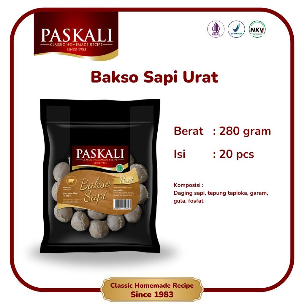 Jual Bakso Sapi Urat Paskali 280 Gram Isi 20 Pcs | Shopee Indonesia