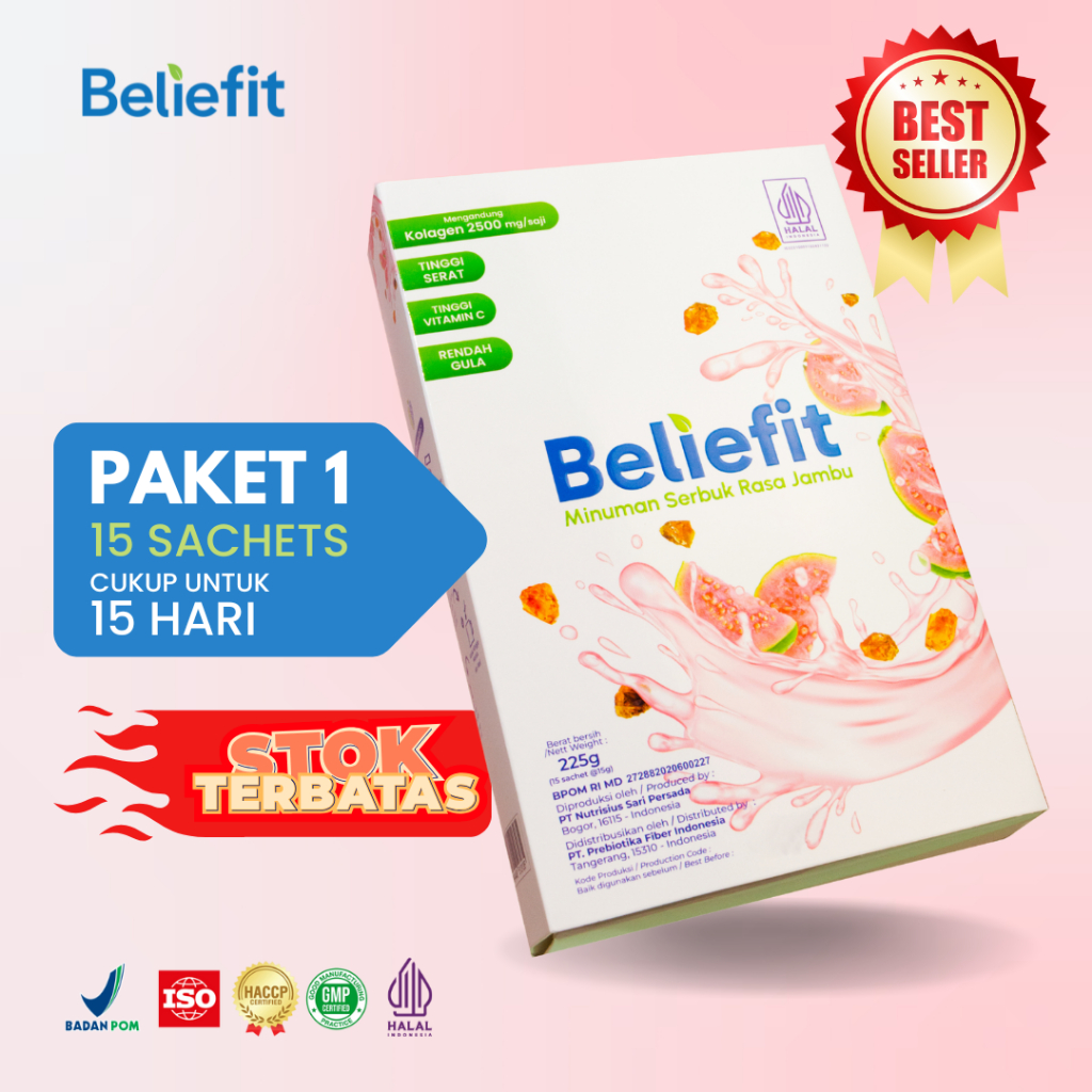 Jual Beliefit Fiber – Minuman Serbuk Tinggi Serat & Kolagen Rasa Jambu ...