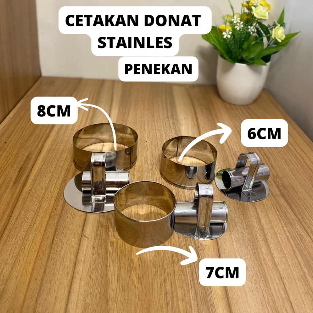 Jual Cetakan Donat Stainless 1Set + Pembolong Ring Bulat Penekan Adonan ...