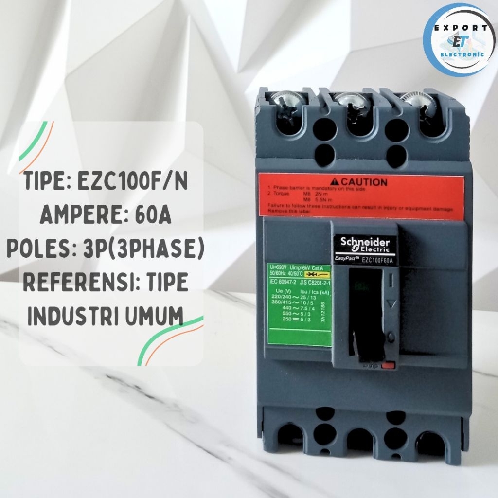 Jual MCCB Breaker Schneider EZC100F 3P 60A 3Pole. | Shopee Indonesia