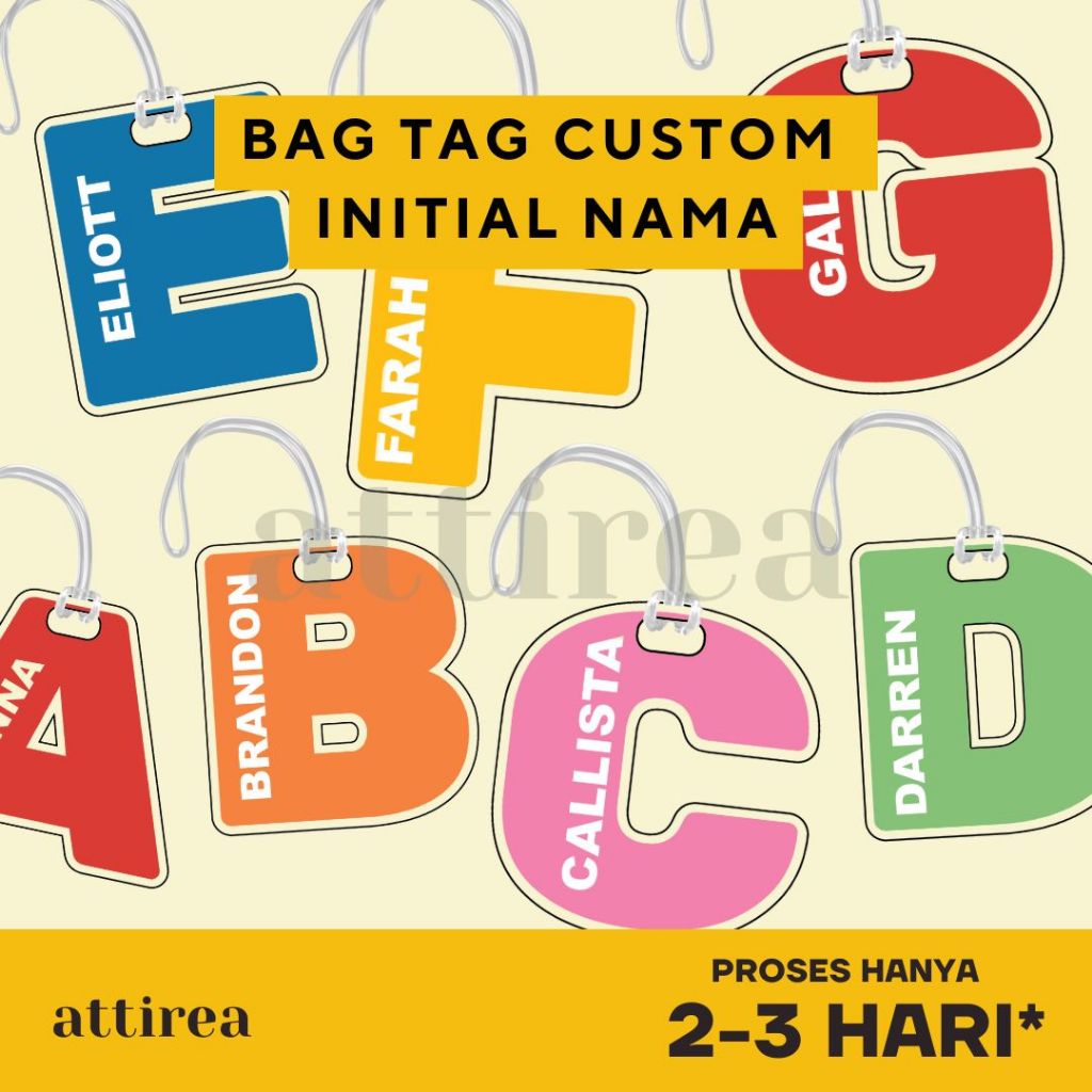 Jual Bag Tag Custom Inisial Nama Akrilik | Souvenir Kado Hadiah Unik ...