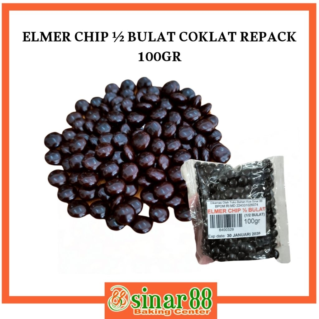 Jual Elmer Choco Chip Dark 1/2 Bulat 100gr | Shopee Indonesia