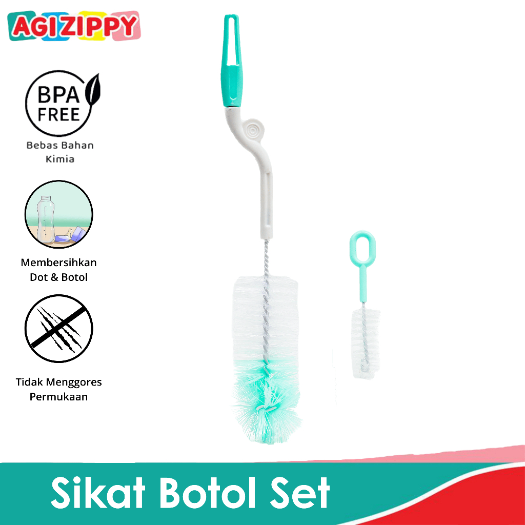 Jual AGI ZIPPY Sikat Botol Bayi 1 Set Sikat Botol & Dot Bottle Brush ...