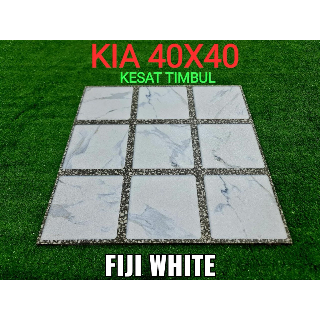 Jual keramik kia fiji white 40x40 kesat timbul | Shopee Indonesia