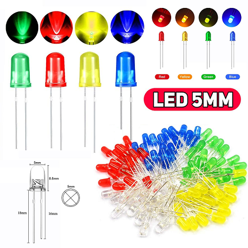 Jual x10 Led Standard 5mm Warna Warni Merah Hijau Kuning Biru warna DOP ...