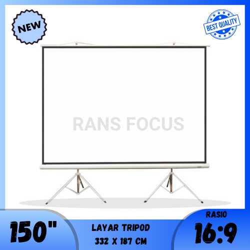 Jual Layar Proyektor Tripod 150 Inch 16:9 | Screen Projector Stand ...