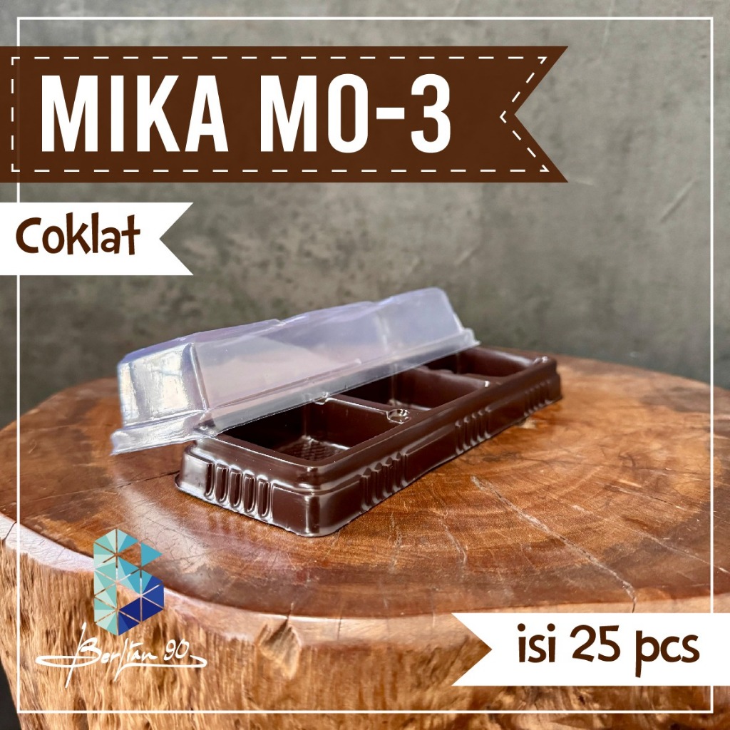 Jual Mika Mochi isi 3 Sekat / Tray Moon crispy / Mooncake Warna Coklat ...