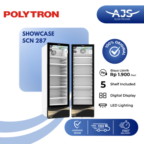 Jual Showcase Polytron SCN 237 / 287 Liter 5 Rak Display Cooler Hitam ...