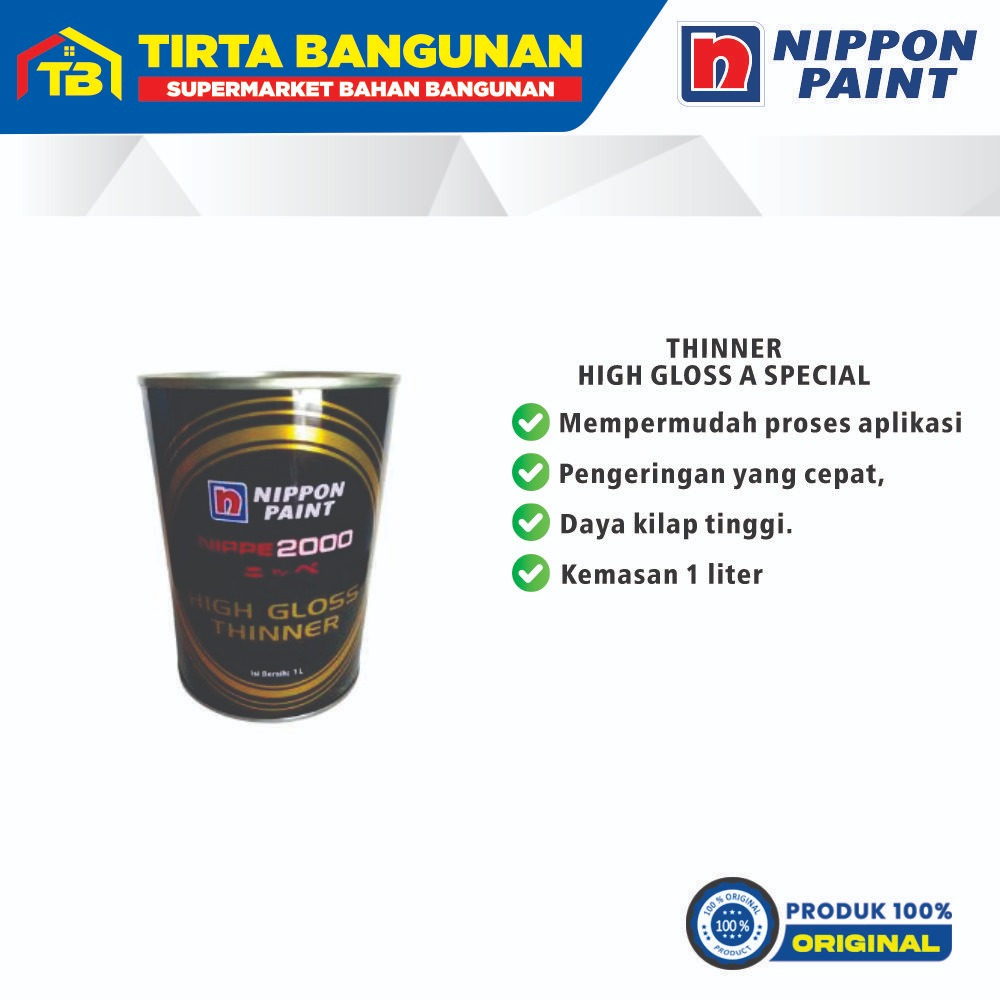 Jual NIPPON PAINT THINNER HIGH GLOSS A SPECIAL/ PENGENCER CAT 1 liter | Shopee Indonesia