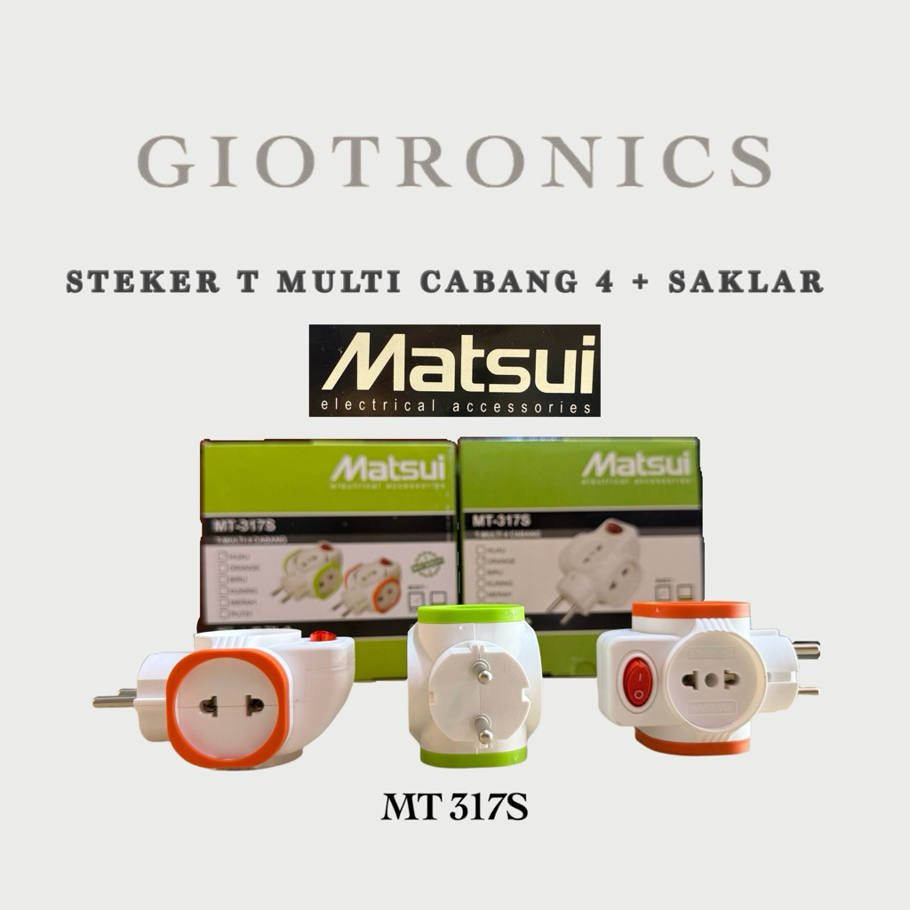Jual MATSUI Steker T Datar Switch ON OFF Cabang 4 Lubang Socket Colokan ...