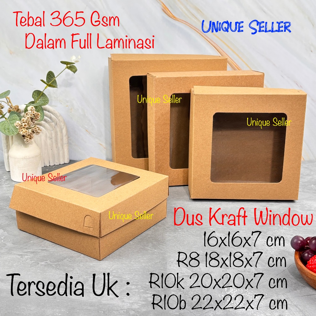 Jual [Isi10] Dus Nasi KRAFT 16x16x7 18x18x7 20x20x7 22x22x7 Jendela ...