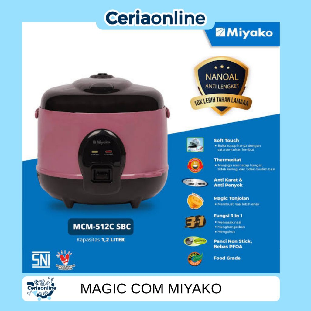 Jual Magic Com / Rice Cooker Miyako MCM-512 C SBC Kapasitas 1,2 Liter ...
