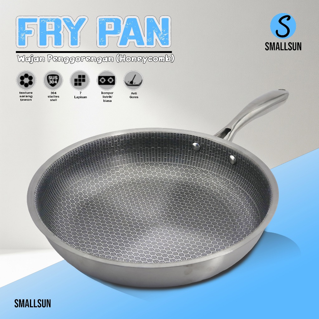 Jual [SS] Wajan Penggorengan Stainless Steel Frying Pan Honeycomb Bahan Tebal Best Quality Anti ...