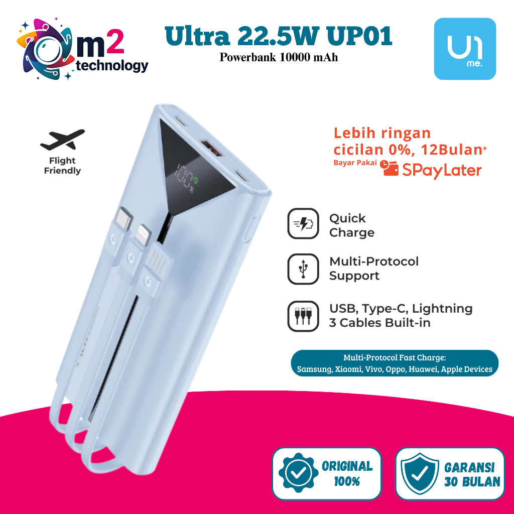 Jual U1me Powerbank Ultra 22.5W Fast Charging UP01 10000 mAh 5 port ...