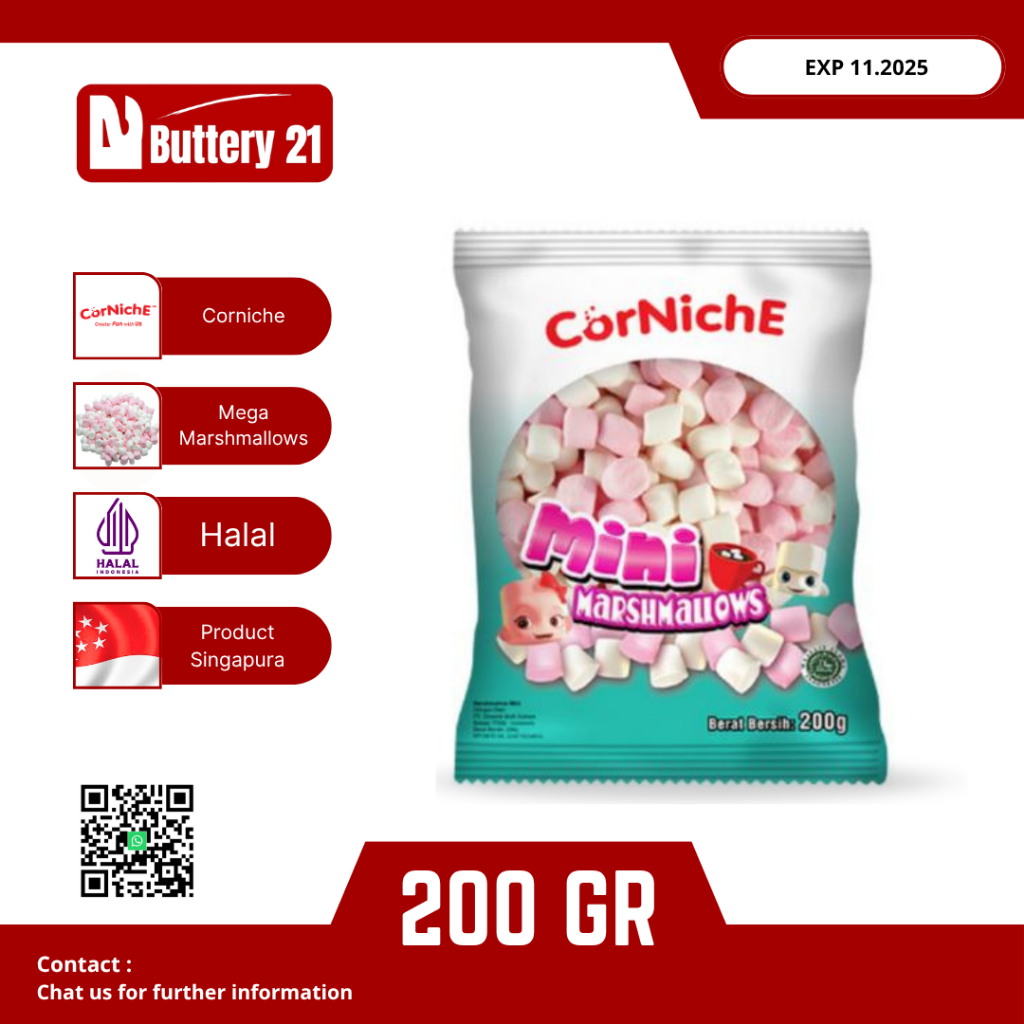 Jual CORNICHE MINI MARSHMALLOWS 200 GR/MARSHMALLOWS KECIL PUTIH PINK ...