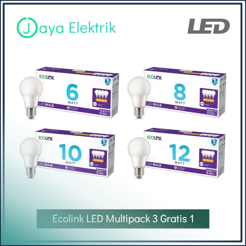 Jual ECOLINK LED Multipack 5W 7W 9W 11W Putih - Lampu Bohlam Paket 5 7 ...