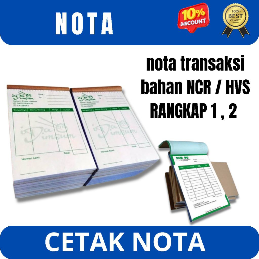 Jual cetak nota per buku isi 100 lembar , surat jalan , nota bonn ...