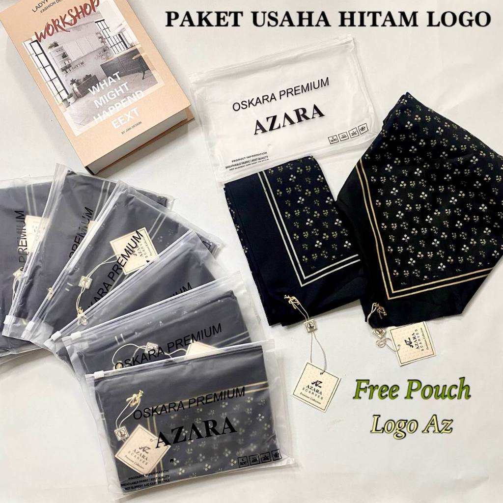 Jual 10 & 8 HIJAB OSKARA MOTIF POUCH METAL LOGO BLACK EDITION LASER CUT ...