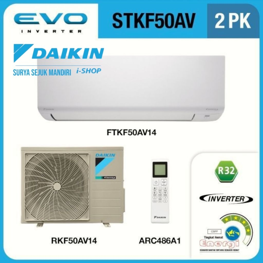 Jual AC DAIKIN EVO INVERTER 2PK FTKF50AV DAIKIN AC EVO INVERTER 2PK R32 ...