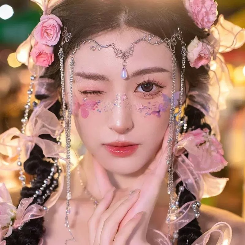 Jual BIN-01 Hiasan dahi bindi headpiece bindi kepala rumbai peri fairy ...