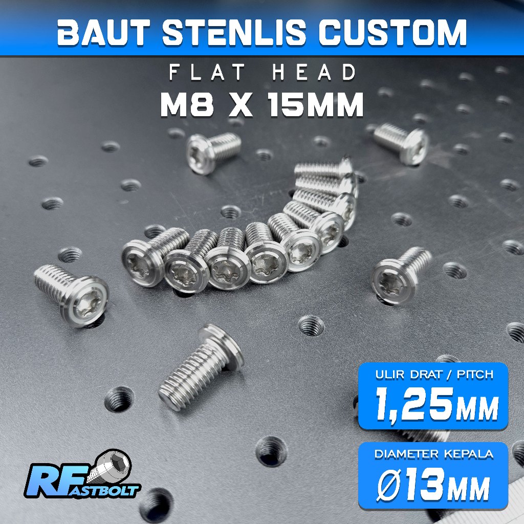 Jual BAUT STENLIS BAUD STAINLESS STEEL CUSTOM L BINTANG FLAT HEAD BAUT ...
