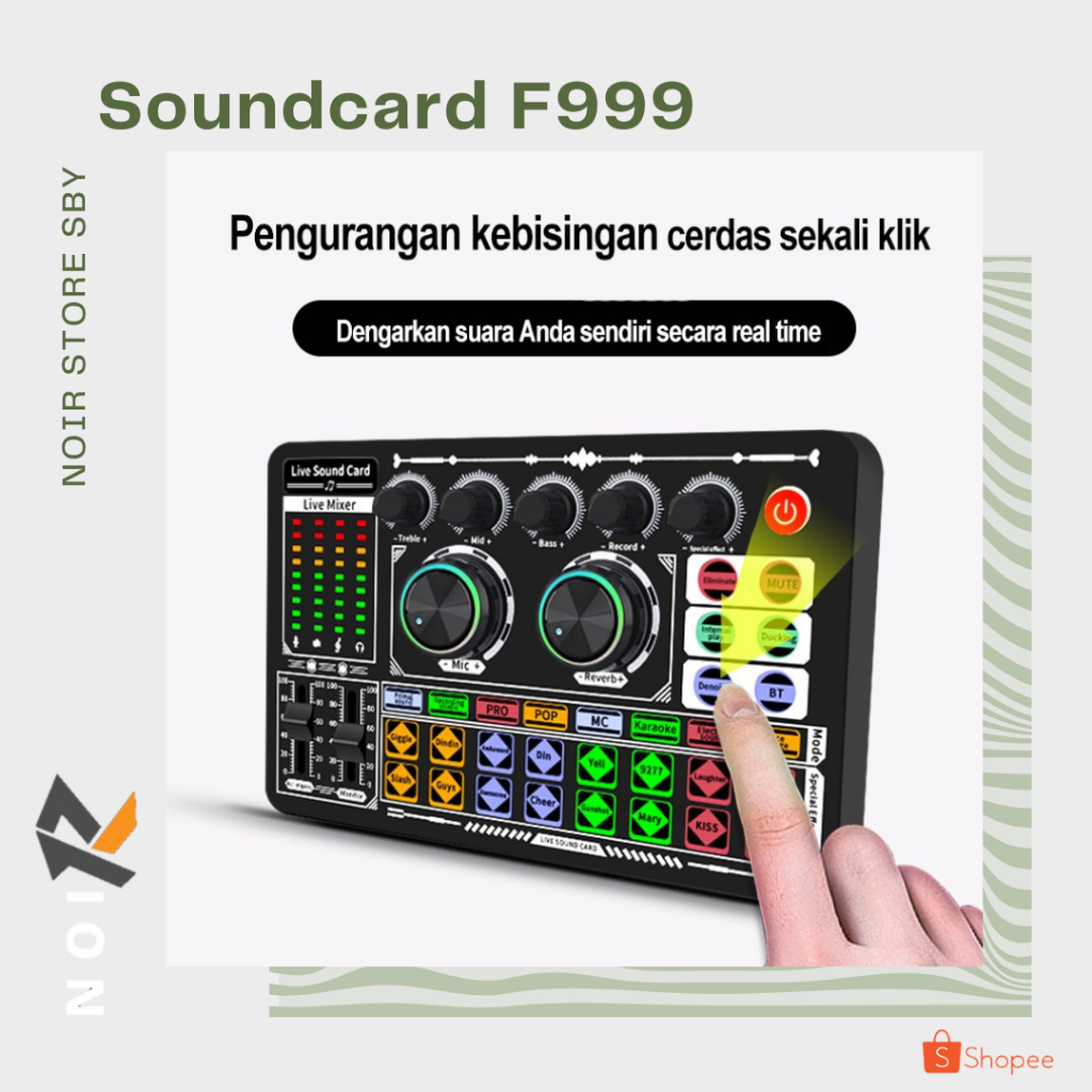 Jual NOIR Live Sound Card F999 Audio USB External Sound Card mic Mixer ...