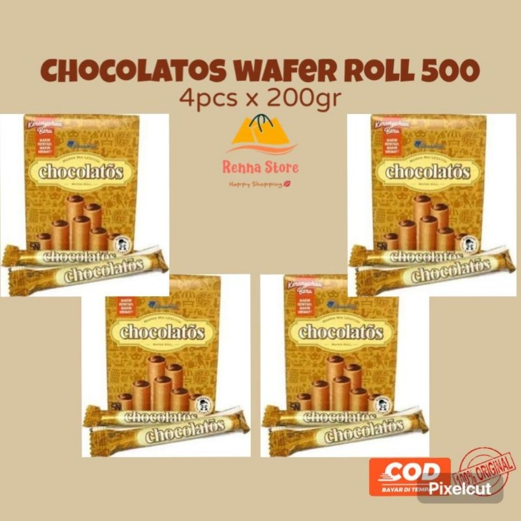 Jual Chocolatos Wafer Roll Coklat 500an (4box isi 24pcs) Chocolate ...