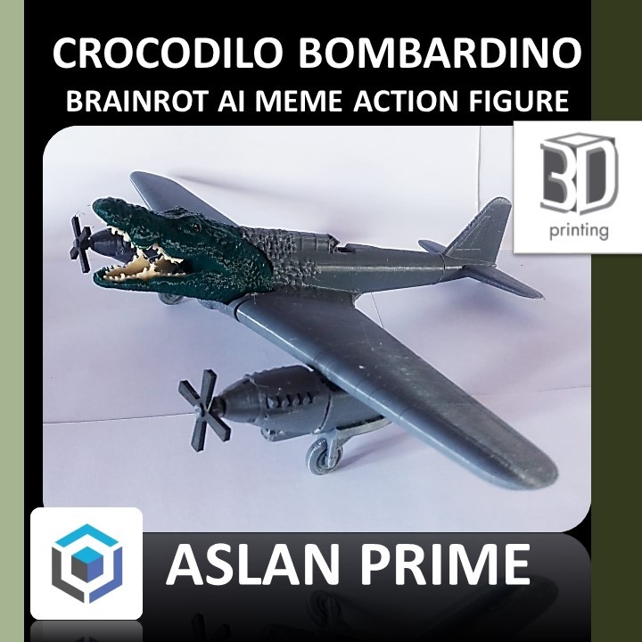 Jual CROCODILO BOMBARDINO BRAINROT MEME AI ANOMALY ACTION FIGURE 3D ...