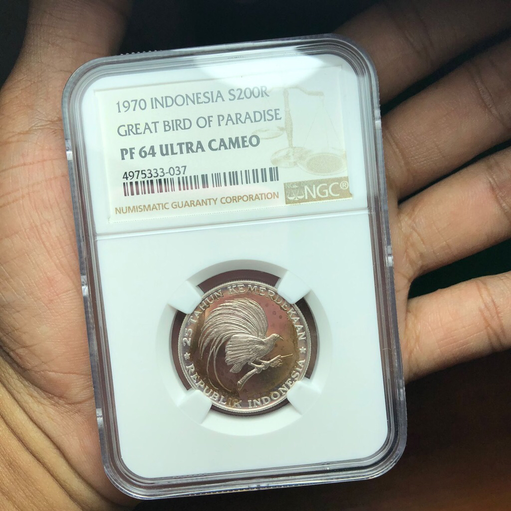 Jual Koin Kuno Seri Kemerdekaan Cendrawasih NGC 64 Koin Proof black ...