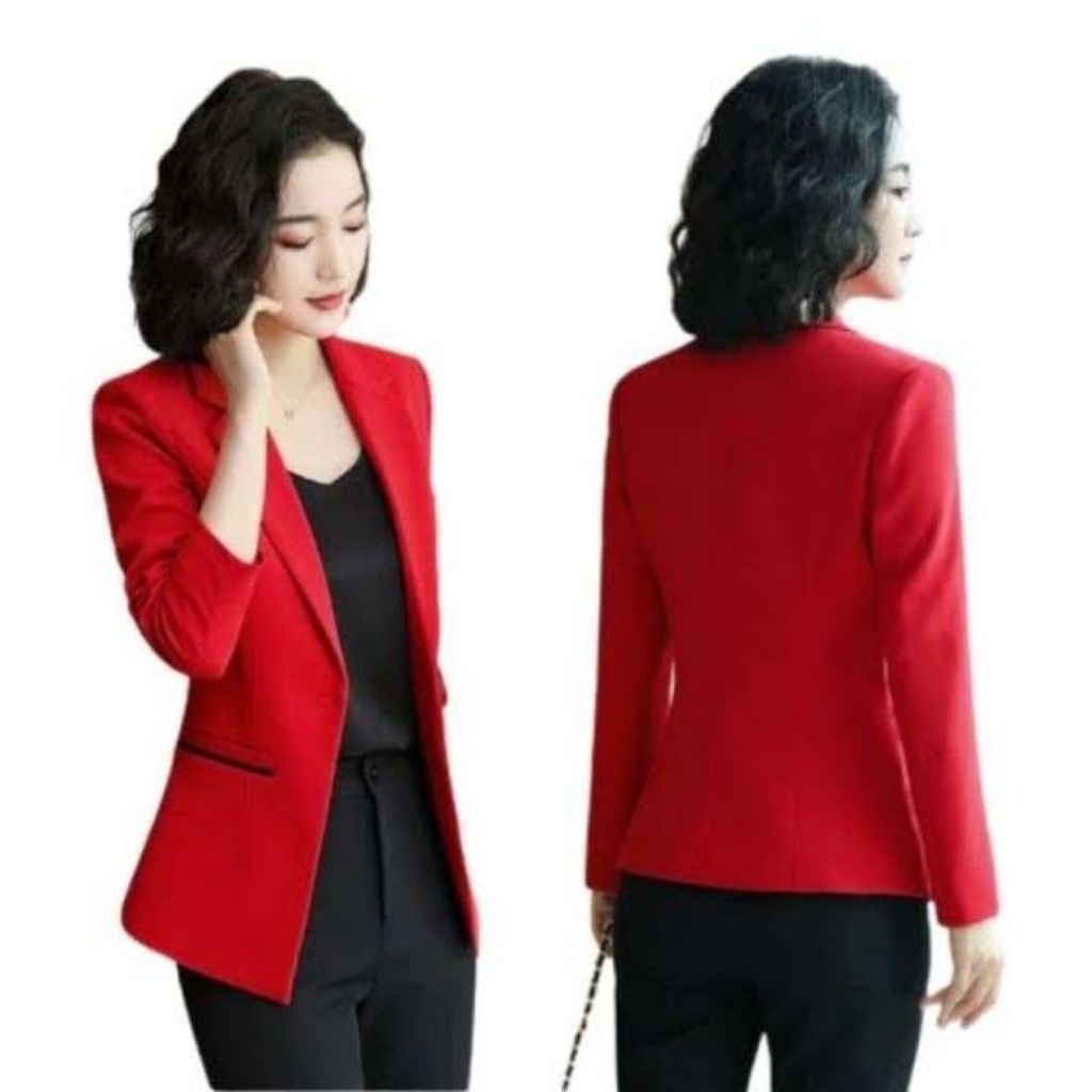 Jual jas blazer wanita outer jas blazer cewe slimfit terbaru Korean ...