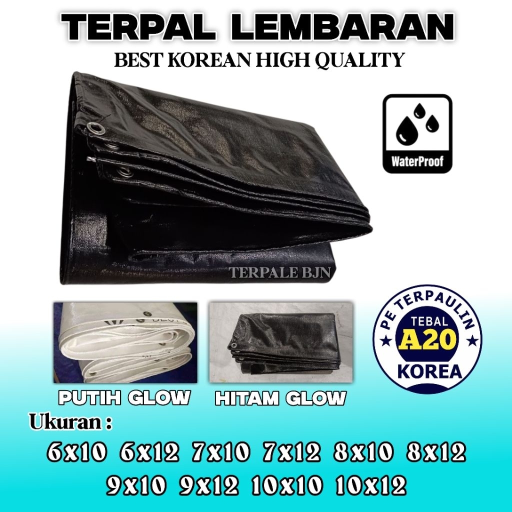 Jual terpal type A20 hitam glow dan putih glow korea quality ukuran ...