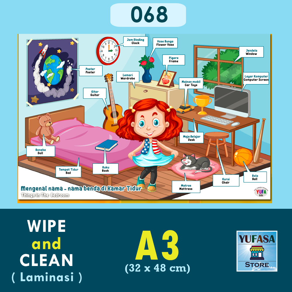 Jual 068 poster mengenal benda di tempat tidur - Poster Edukasi Anak ...