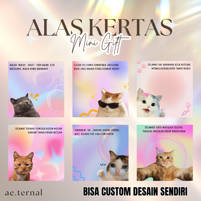 Jual Alas kertas mini gift gambar meme kucing | Alas kertas custom ...