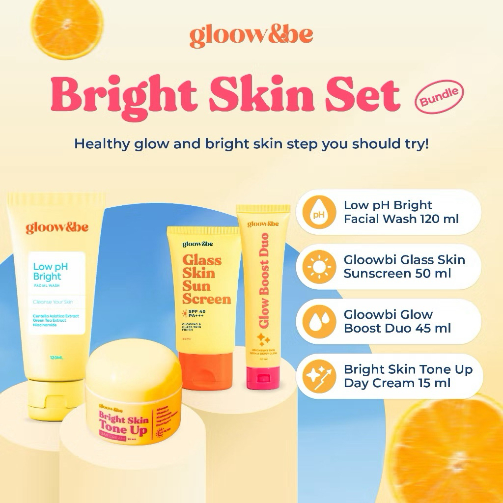 Jual Gloow&bee Low pH Bright Facial Wash + Glass Skin Sunscreen ...