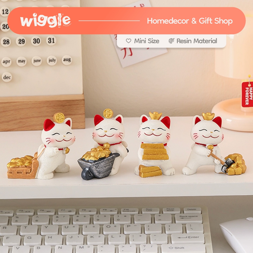 Jual Wiggle Mini Lucky Cat Miniatur Kucing Hoki Pajangan Keberuntungan ...