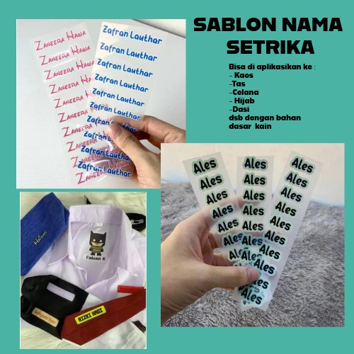 Jual Sablon setrika Stiker label nama baju sekolah dtf FREE CUSTOM NAMA ...
